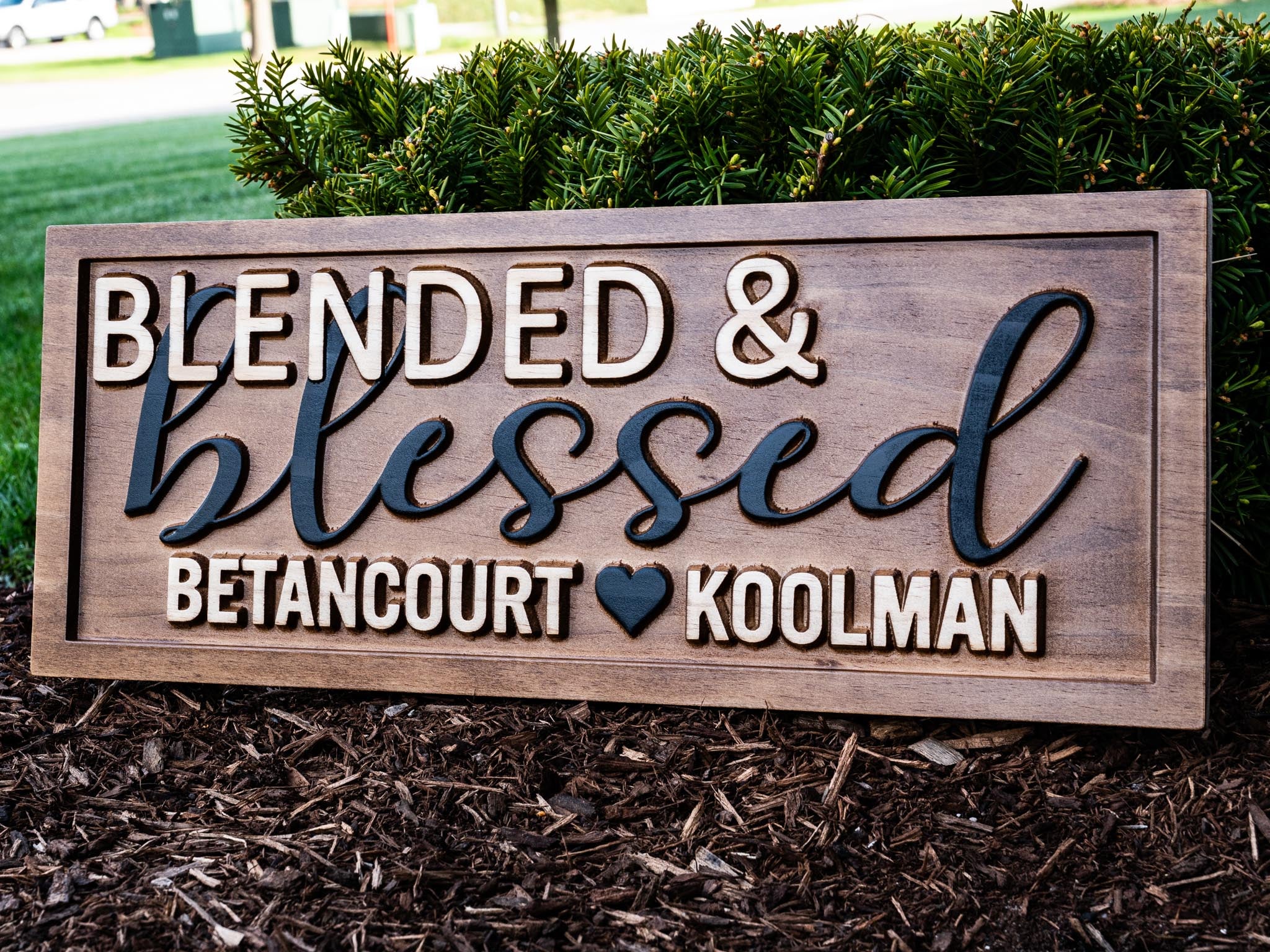 Blessed Blended Family Name Sign