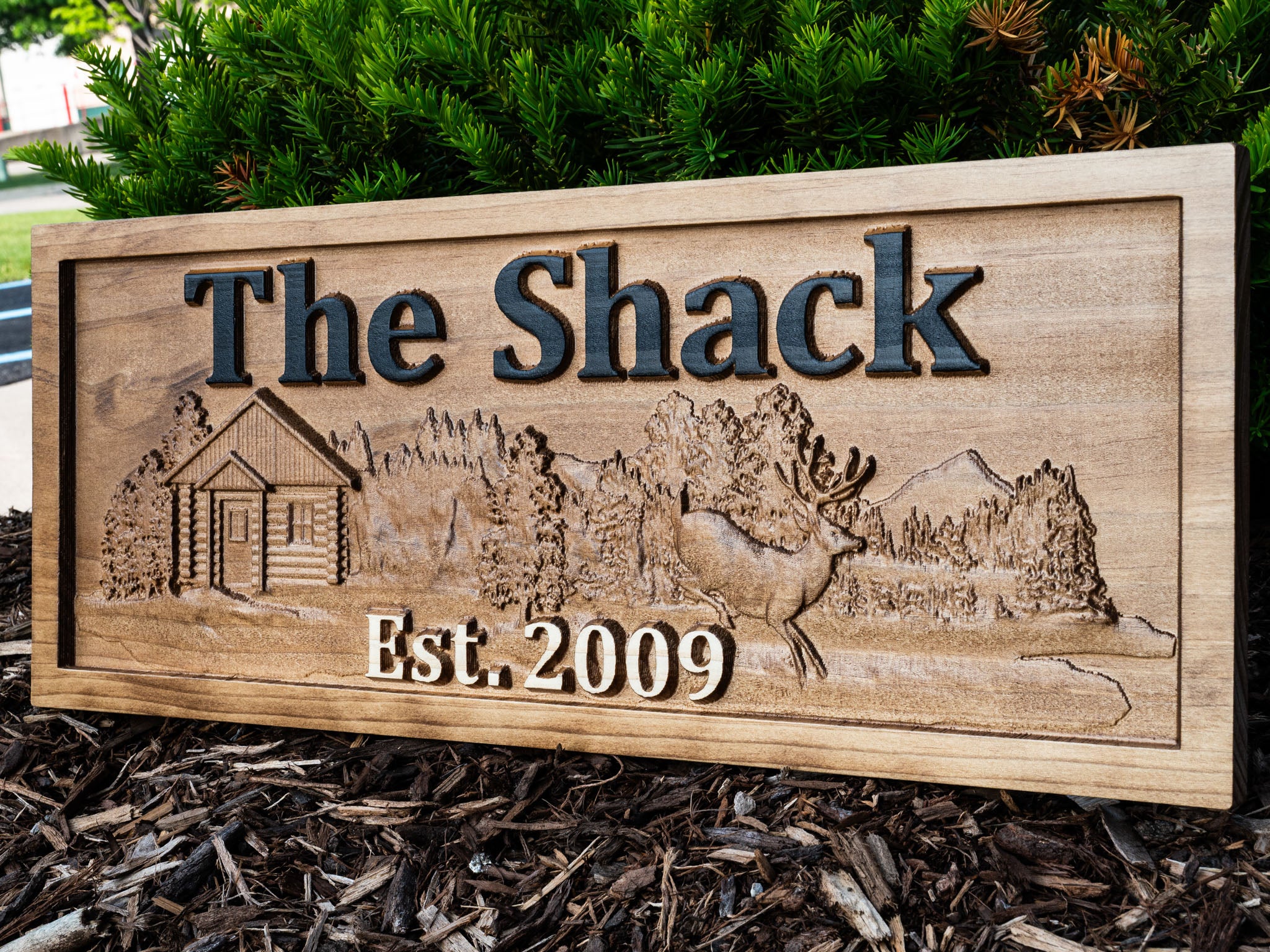 Personalized Cabin Deer Sign