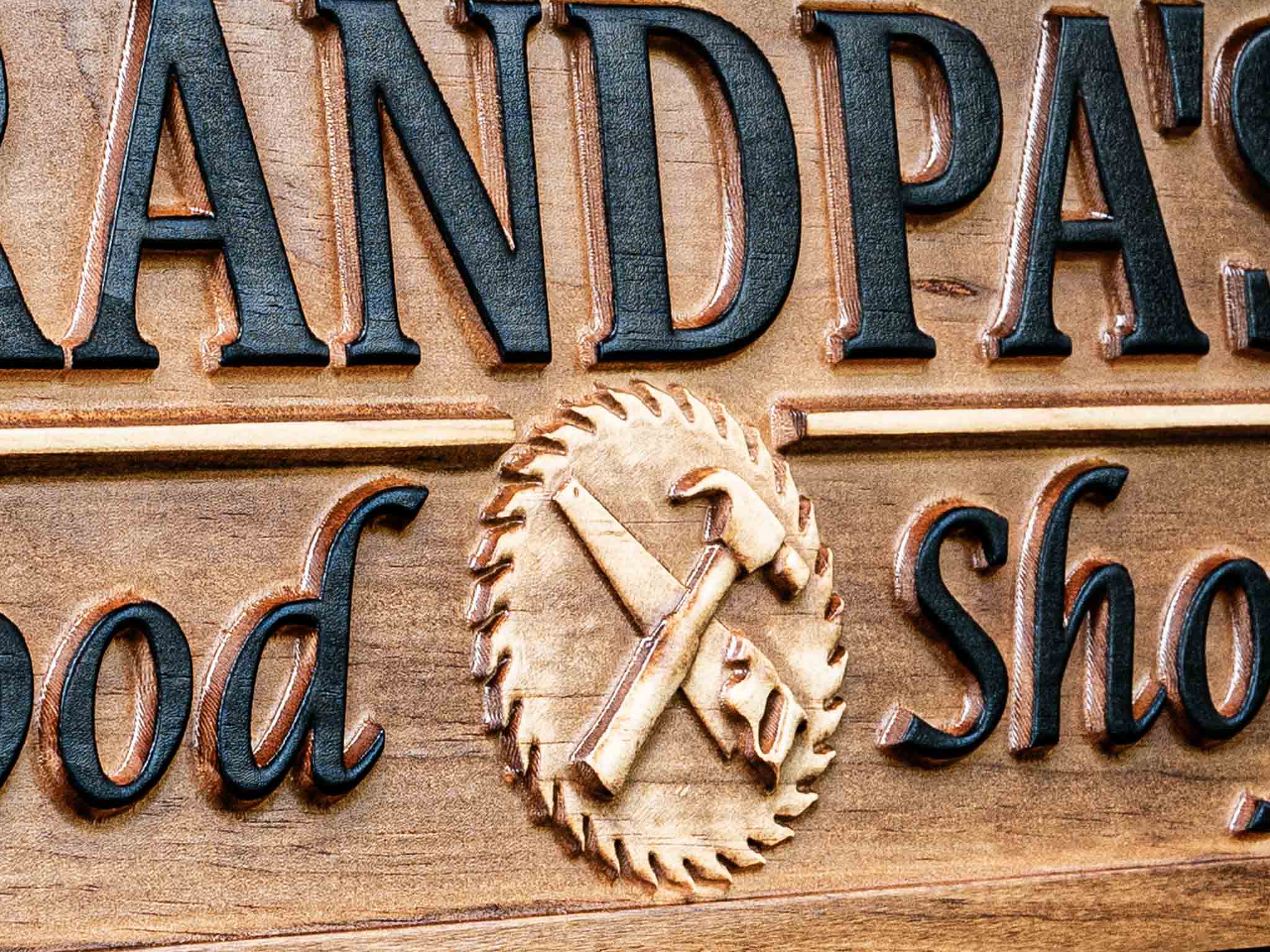 Custom Wood Shop Sign with Tools