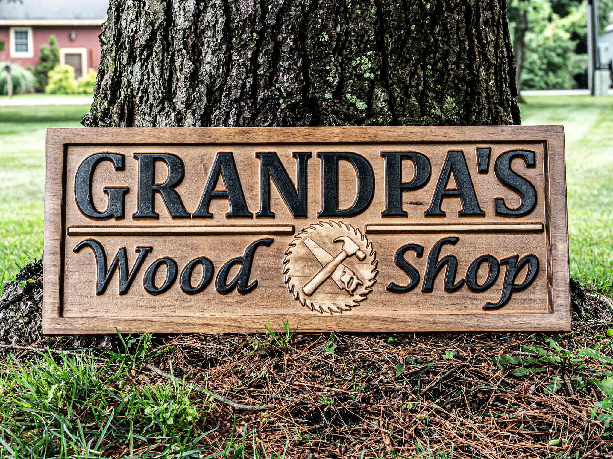 Custom Wood Shop Sign with Tools