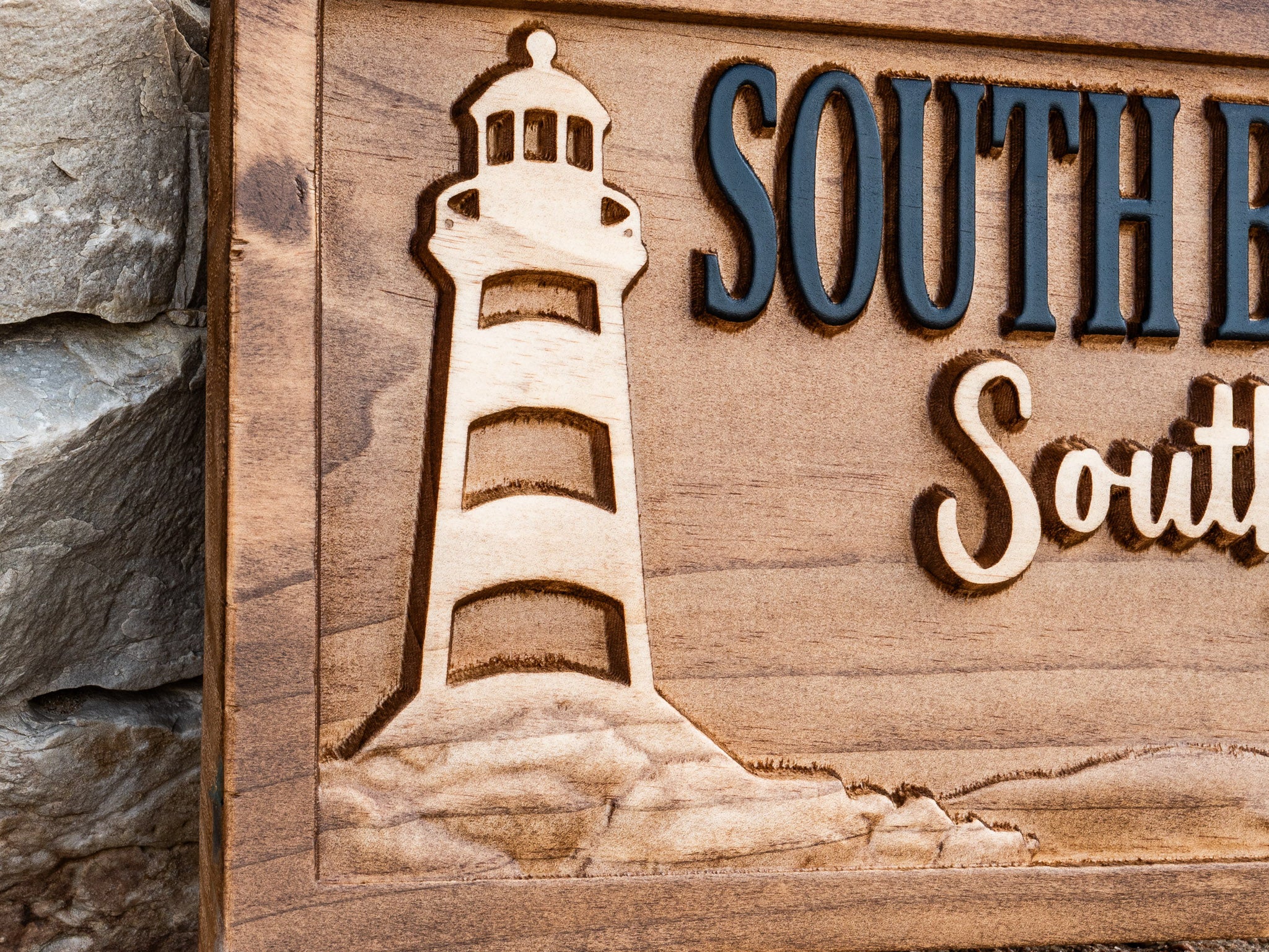 Custom Beach Name Sign with Lighthouse