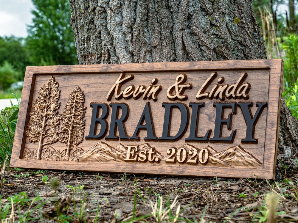 Custom Last Name Sign with Trees - 3D Woodworker