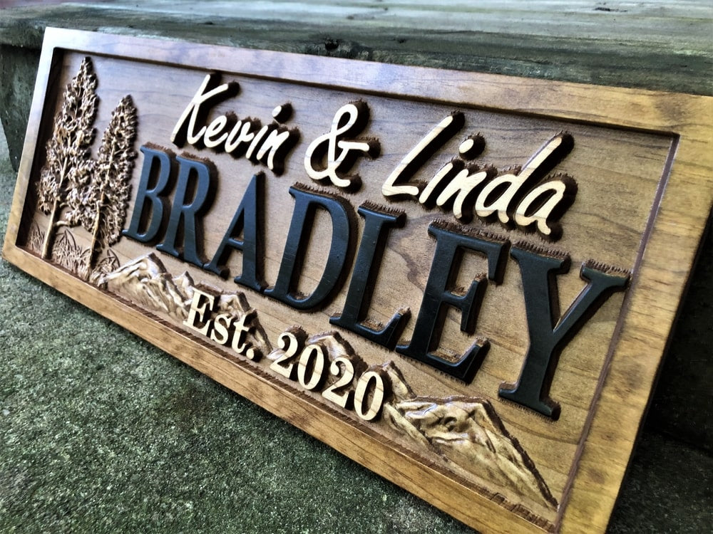Custom Last Name Sign with Trees - 3D Woodworker